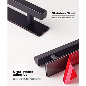RVPEKUPE Adhesive Cabinet Handles Adhesive Door Handle Self Stick Drawer Pulls Stick on Handles for Cabinets Sliding Shower Door Handle, Peel and Stick Cabinet Pull - 6", 2 Pack, Black