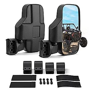UTV Mirrors, KEMIMOTO UTV Side Mirrors Fits 1.6-2 IN Roll Cage Compatible with Pioneer Polaris RZR 900 1000 Can Am Kawasaki Mule Rhino YXZ Zforce Shatter Proof Tempered Glass