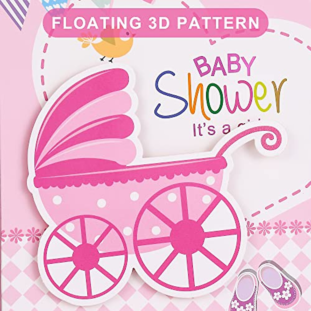 Gift Bags for Baby Shower - 2 Pack Glittery Baby Bags for Girls and Boys with Satin Ribbon Handles, Middle Size Baby Gift Bags with Lovely Pattern for Baby Shower, Guests, Favor Gifts and More (8.7’’x10.2’’x4.7’’, 1 Pack for Boy and 1 Pack for Girl)