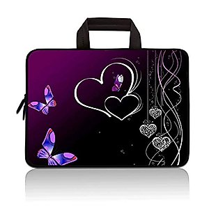 14 14.1" 14.2" 15" 15.4" 15.6" inch Inch Laptop Sleeve Case Protective Bag with Outside Handle,Ultrabook Notebook Carrying Case Handbag Compatible with Dell Toshiba HP Chromebook(Butterfly & Heart)