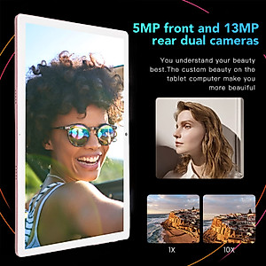 Android Tablet 10.1 Inch, 4G 5G WiFi Tablet, 8GB RAM 128GB ROM, Octa Core Processor, 2 Sim Slot, 1 Memory Card, 5+13MP Dual Camera, Computer Tablet for Reading, 6000mAh (Pink)