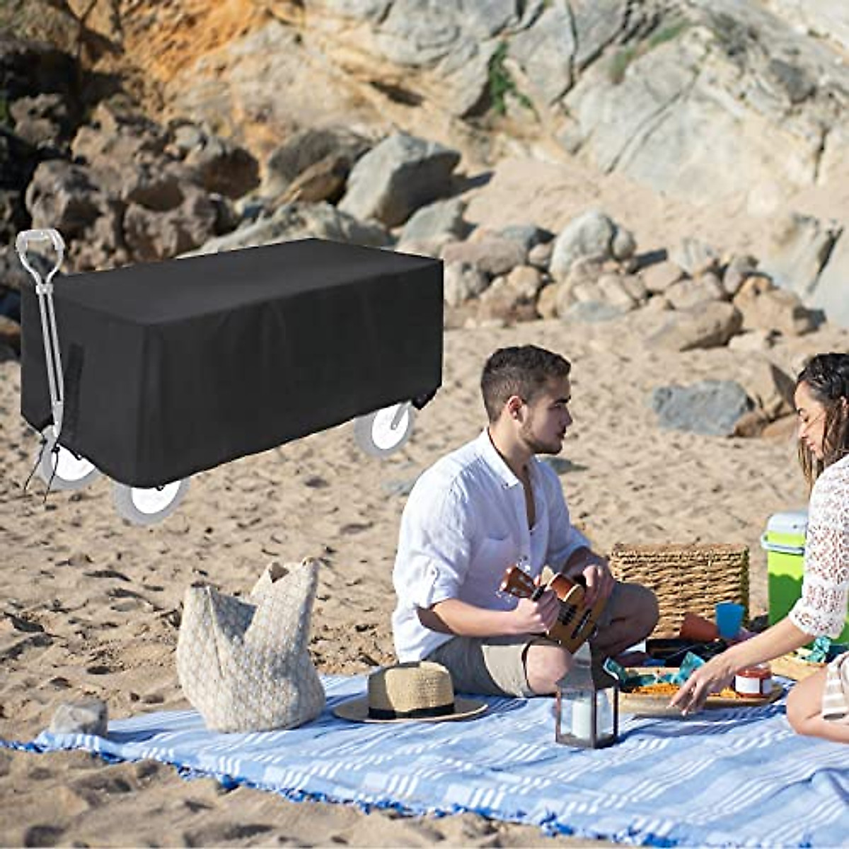 TheElves Collapsible wagon Cover(Only Cover ),Outdoor Folding Garden Wagon Cart Cover Heavy Duty,Waterproof Dustproof UV Resistant Only Cover- 38" L x 22" W x 20" H