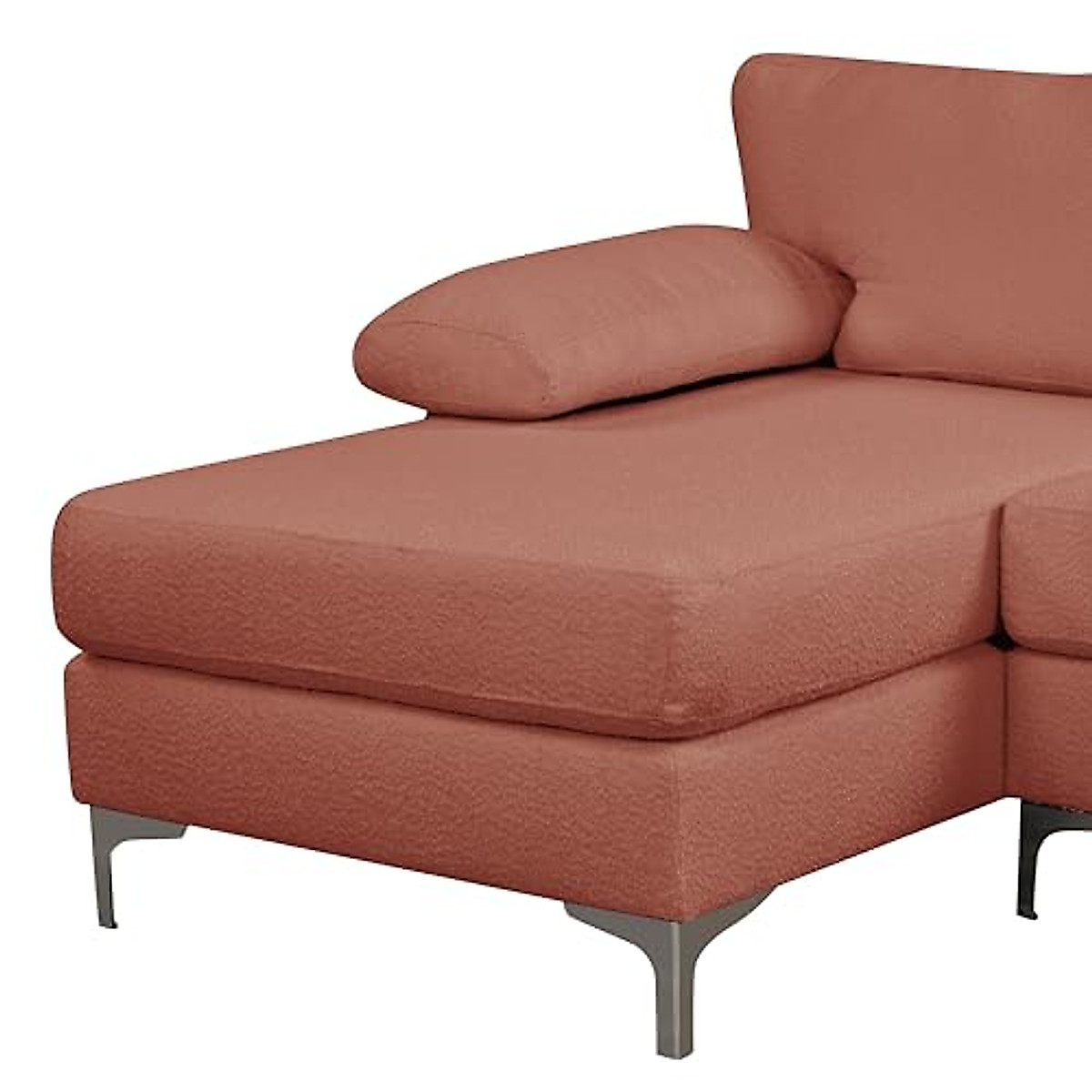 Casa Andrea Milano Luxury Modern Large Boucle L-Shape Sectional Sofa, with Extra Wide Chaise Lounge Couch