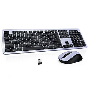 Wireless Keyboard and Mouse, 2.4GHz Cordless Keyboard Mouse Combo with Numeric Keypad, Plug and Play USB Receiver, Compatible with Windows, Mac, Laptop, and PC（Black Purple）