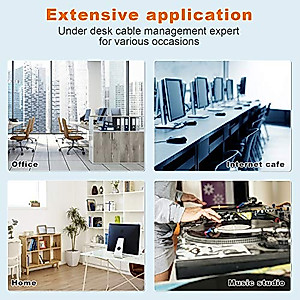 COYACOOL Under Desk Cable Management- 2 Pack Cord Organizer. Metal Wire Cable Management Tray for Office, Studio and Home. Super Sturdy Under Table Cable Management - Black Cable Organizer