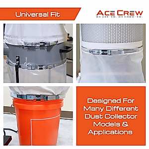 AceCrew Dust Collector Band Clamp One-Size-Fits-Most 11-1/2" to 24-1/2" Hose Clamp Stainless Steel Dust Strap