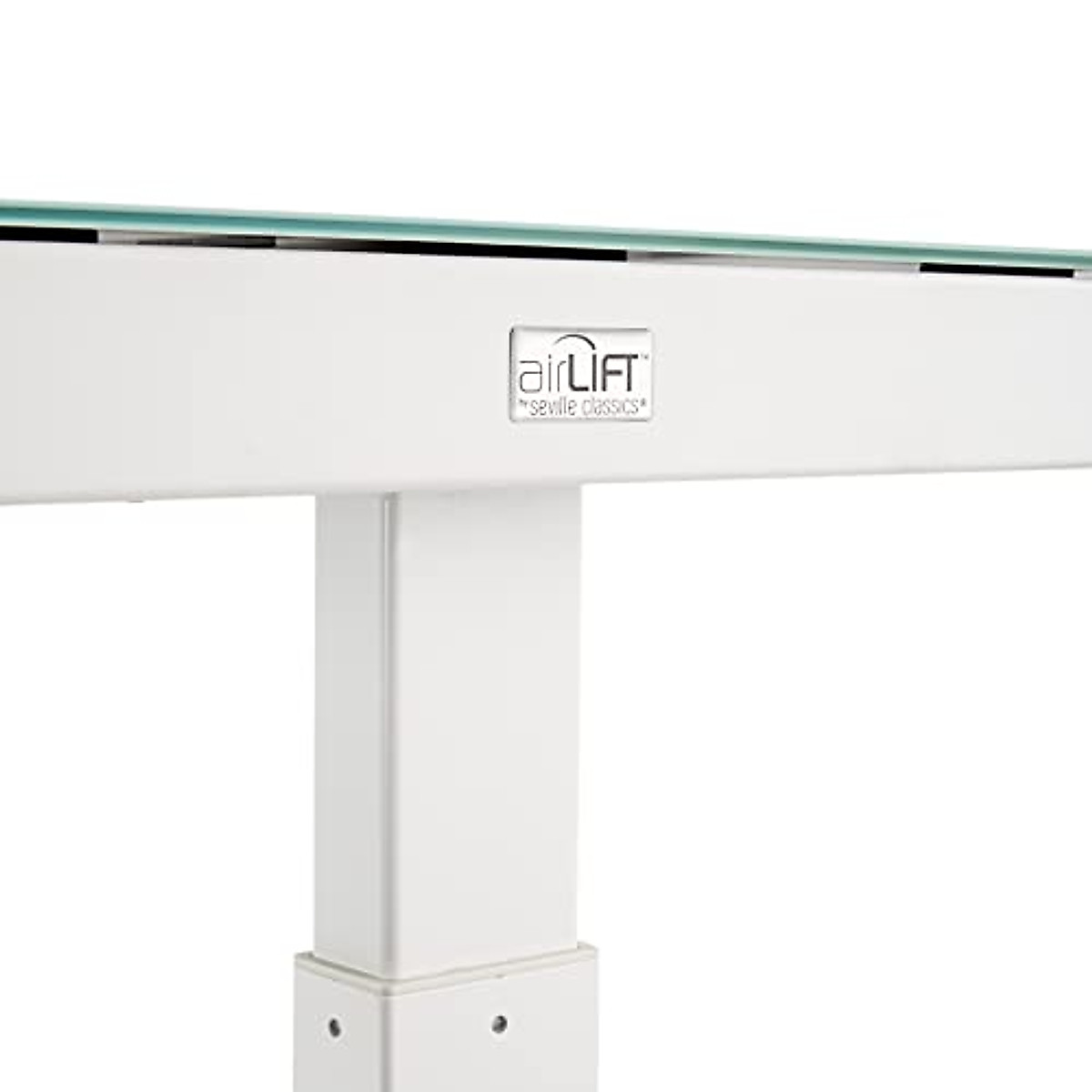 Seville Classics Airlift Electric Height Adjustable Desk with Tempered Glass Top, USB Charging Ergonomic Sit Stand Modern Home Office Workstation, 47.5" x 24" Pull Out Drawer, Artic White