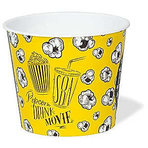 Red Co. Set of 4 Nesting Movie Theater Themed Popcorn Buckets with Individual Designs - 2 Quarts Each (Movie Night Pack)