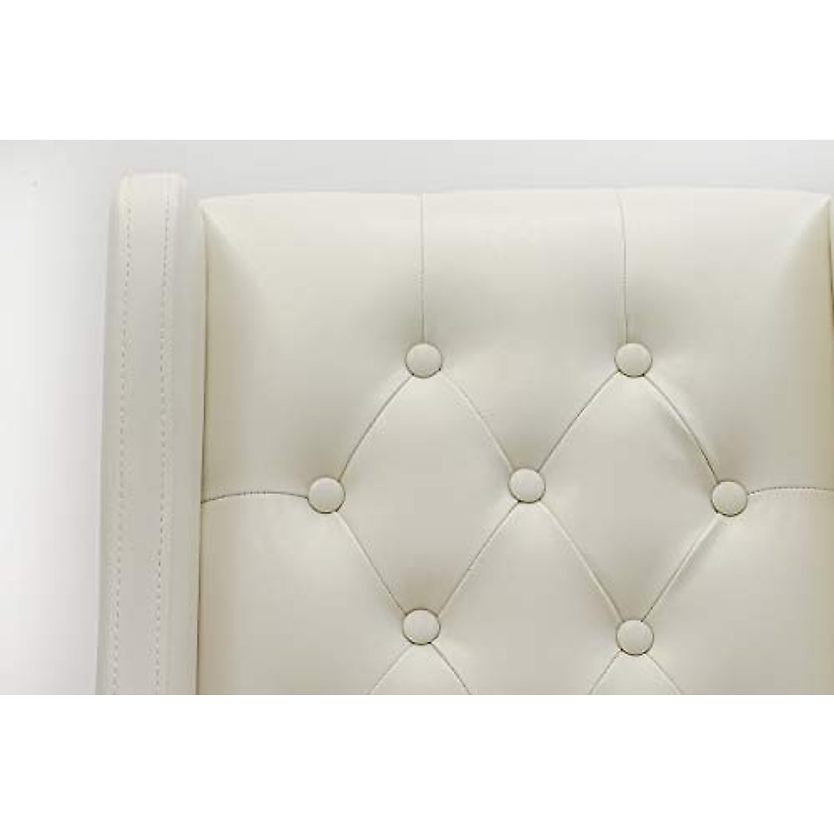 East West Furniture HLFO5-LWH-44 5 Piece Dining Table Set for 4 Includes a Round Kitchen Table with Pedestal and 4 Light Grey Faux Leather Parson Dining Chairs, 42x42 Inch, Linen White