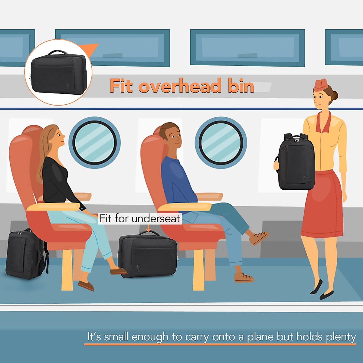 Conworld Travel Backpack 2 in 1, 40L Flight Approved Carry On Backpack for Men Women, Combination Carry on Backpack Lightweight Business Weekender Overnight Large Backpack