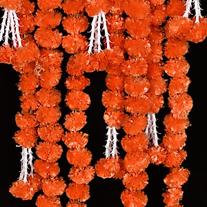 Krati Exports - 5 feet Indian Mix Color Artificial Decorative Marigold Flower Garland Strings for Christmas Wedding Party Decoration Diwali Decor
