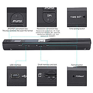 Portable Document Scanner, Document Wand Scanner Portable Handheld Scanner Hand Scanner for Business Photo Picture Receipts Books