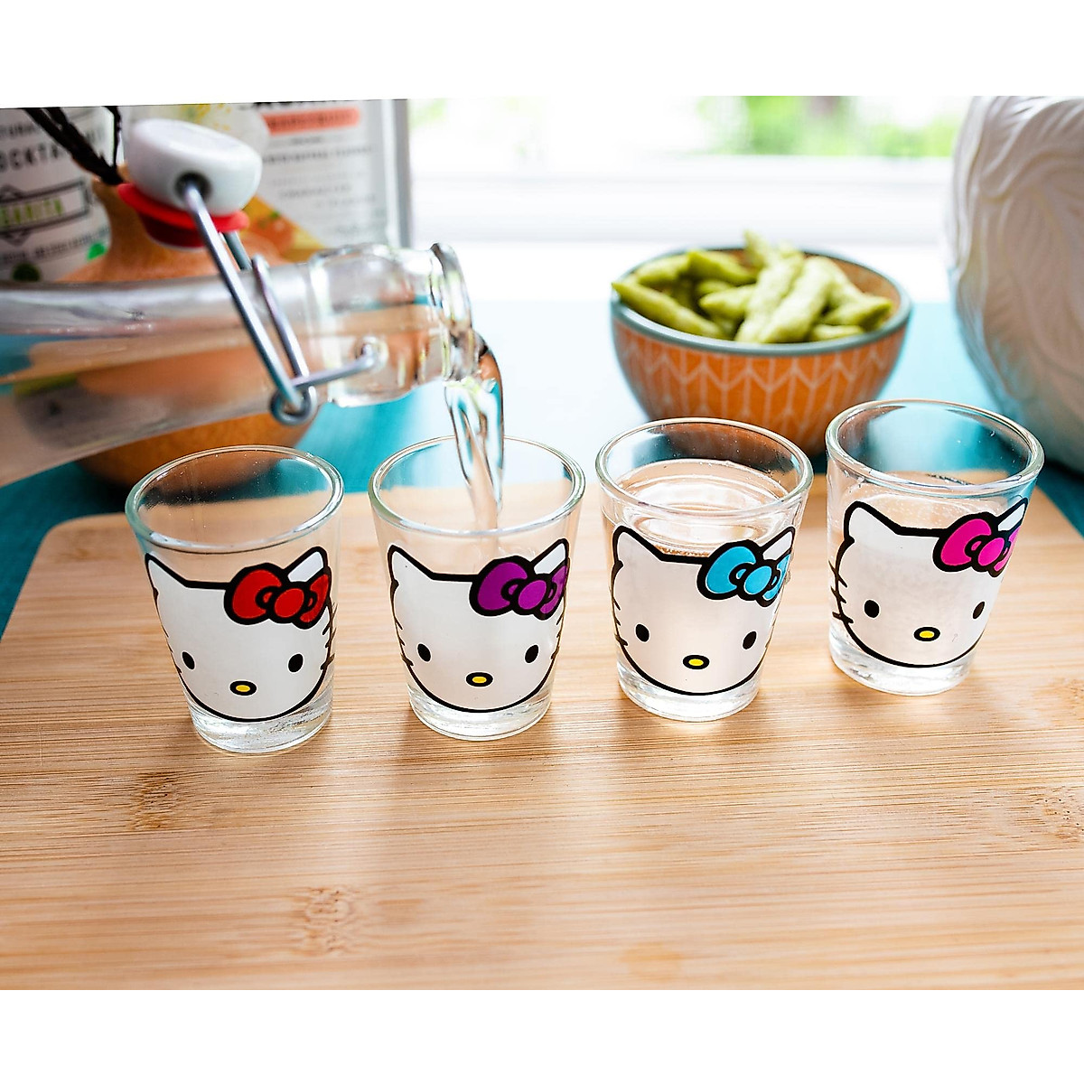 Silver Buffalo Sanrio Hello Kitty Faces 1.5-Ounce Mini Shot Glasses | Set of 4