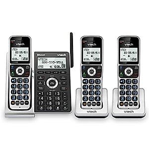 VTech VS306-3 DECT 6.0 3 Handsets Cordless Home Phone with Bluetooth, Answering System, Smart Call Blocker, Caller ID Announce, Backlit Display, Duplex Speakerphone (Silver & Black)