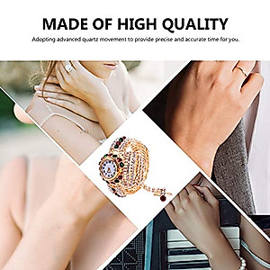 Hemobllo Womens Bracelet Rhinestone Bracelet Quartz Shiny Watch Bling Chain Watch with Crystal Rhinestones Diamonds Beads for Women Wrist Jewelry Red Green Girl Watches Diamond Watch