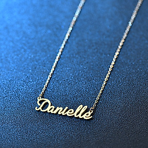 Name Necklace Cursive Font Made with Name Pendant 16" Adjustable Chain (Danielle)