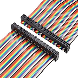 uxcell IDC Rainbow Wire Flat Ribbon Cable 60P A-type FC/FC Connector 2.54mm Pitch 1m/39.3inch Length
