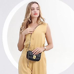 Milan Chiva Quilted Purses for Women Black Cute Crossbody Chain Shoulder Handbags