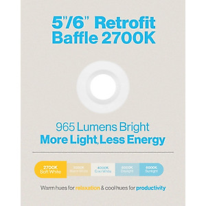 Sunco Lighting 2 Pack Retrofit LED Recessed Lighting 6 Inch, 2700K Soft White, Dimmable Can Lights, Baffle Trim, 13W=75W, 965 LM, Damp Rated - Energy Star
