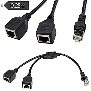 RJ45 Ethernet Splitter Adapter, Yeworth RJ45 1 Male to 2 Female LAN Network Splitter Y Port Cable Support Cat7 Cat6 Internet Networking Extension Cord