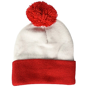 Beechfield Snowstar Duo Two-Tone Winter Beanie Hat (One Size) (Off White/Bright Red)