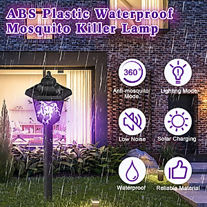 Qualirey 4 Pcs Solar Bug Zapper Outdoor Mosquito Repellent Mosquito Killer Lamp 2 in 1 LED Waterproof Mosquito Zapper for Home Backyard Patio Garden Lawn Pathway Camping