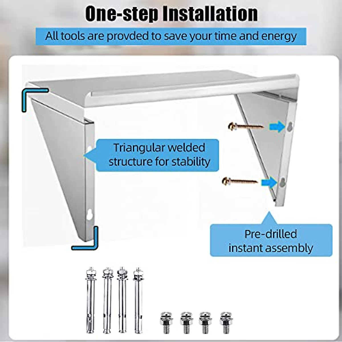 MegaChoice Stainless Steel Shelf, 18 x 24 Inches 110 lbs Load Wall Mount Commercial Shelves, for Restaurant, Home, Kitchen, Hotel, Laundry Room, Bar