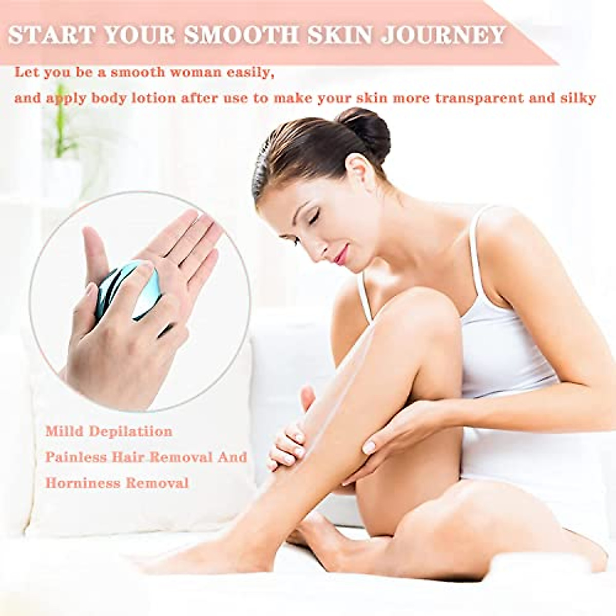 Crystal Hair Eraser, Painless Nano Crystal Hair Removal, Smooth Soft Silky Skin, Reusable Men & Women Physical Hair Remover Skin Exfoliator Tool Bring 1 Cleaning Cloth, for Any Part of The Body