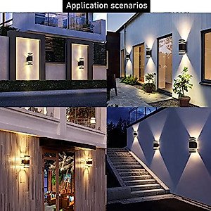 Stayofa 2 Packs 12inch LED Square Up&Down Wall Lights 14W 4000K Day White Outdoor Wall Light Aluminum Body Waterproof IP65 led Porch Light for House Patio Garage Garden