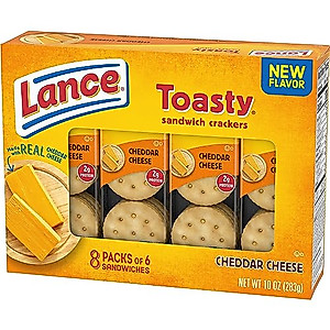 Lance Sandwich Crackers, Toasty Cheddar, 8 Individually Wrapped Packs, 6 Sandwiches Each