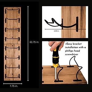 Blue River Goods Wine Rack Wall Mounted | 8 Bottle Storage | Wooden Wine Rack for Wall Wine Rack Display | Wall Mount Wine Rack with Black Brackets | Wall-Mounted Wine Racks | Wall Mounted Wine Racks