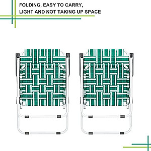 Kcelarec Set of 2 Patio Folding Lawn Chair, Outdoor Beach Chair Portable Camping Chair, Webbed Folding Chair for Yard, Garden,Light Green