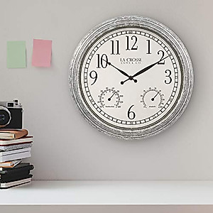 La Crosse 433-3236 14-inch Silas Indoor/Outdoor Galvanized Analog Quartz Wall Clock, Silver