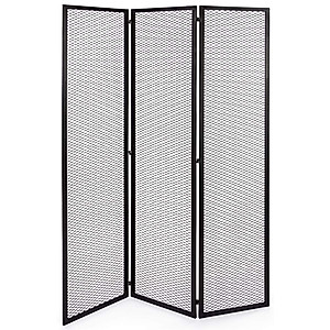 Displays2go Metal Mesh Display Screen, Three Panels, 45" W x 72" H, Iron Mesh Retail - Black (SMMMFSD)