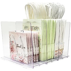 Gift Bag Storage Organizer, Acrylic Clear Shopping Bag Organizer, Adjustable Shelf Divider Bag Organizer for Small Closet, 1 Pack