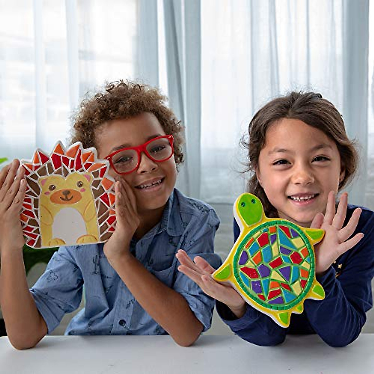 Creative Roots Mosaic Hedgehog Stepping Stone, Includes 7-Inch Ceramic Stone & 6 Vibrant Paints, DIY Garden Stepping Stone Kit for Kids Ages 6+