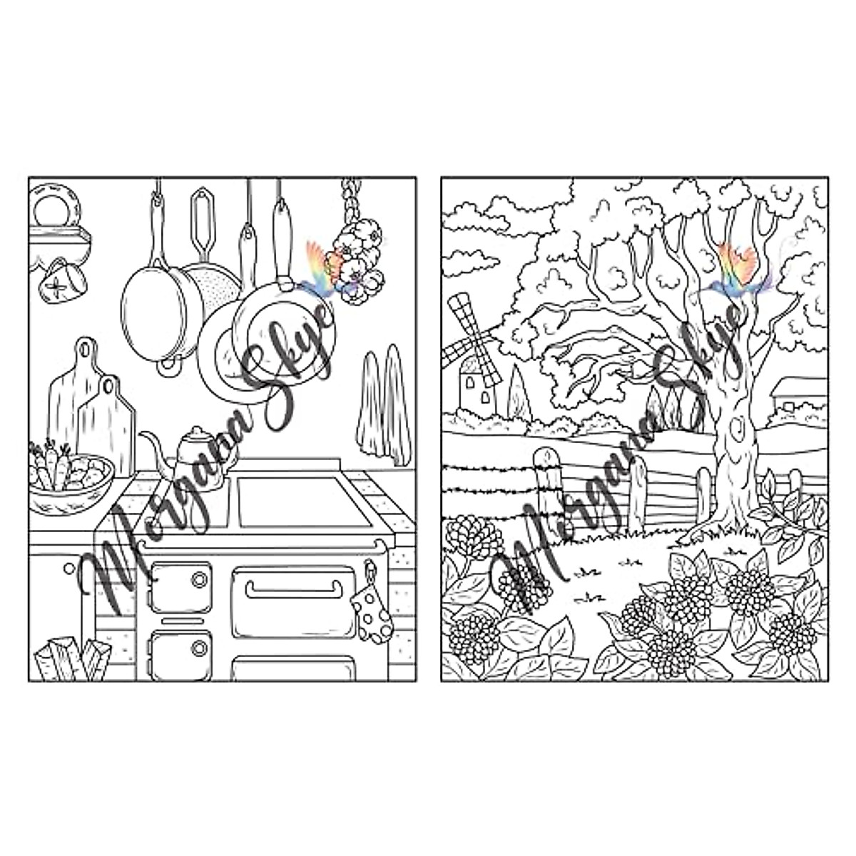 Farmhouse Coloring Book: Easy Countryside Designs with Cute Farm Animals, Beautiful Flowers and Relaxing Landscapes for Stress Relief and Relaxation