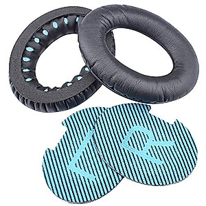 Aquelo SoundTrue Replacement Ear Cushions Soft Protein Leather Ear Pads Compatible with Bose QuietComfort25 QC35 QC35II QC25 QC15 Ae2 Ae2i Ae2W Over-Ear Headphones(Black&Blue)