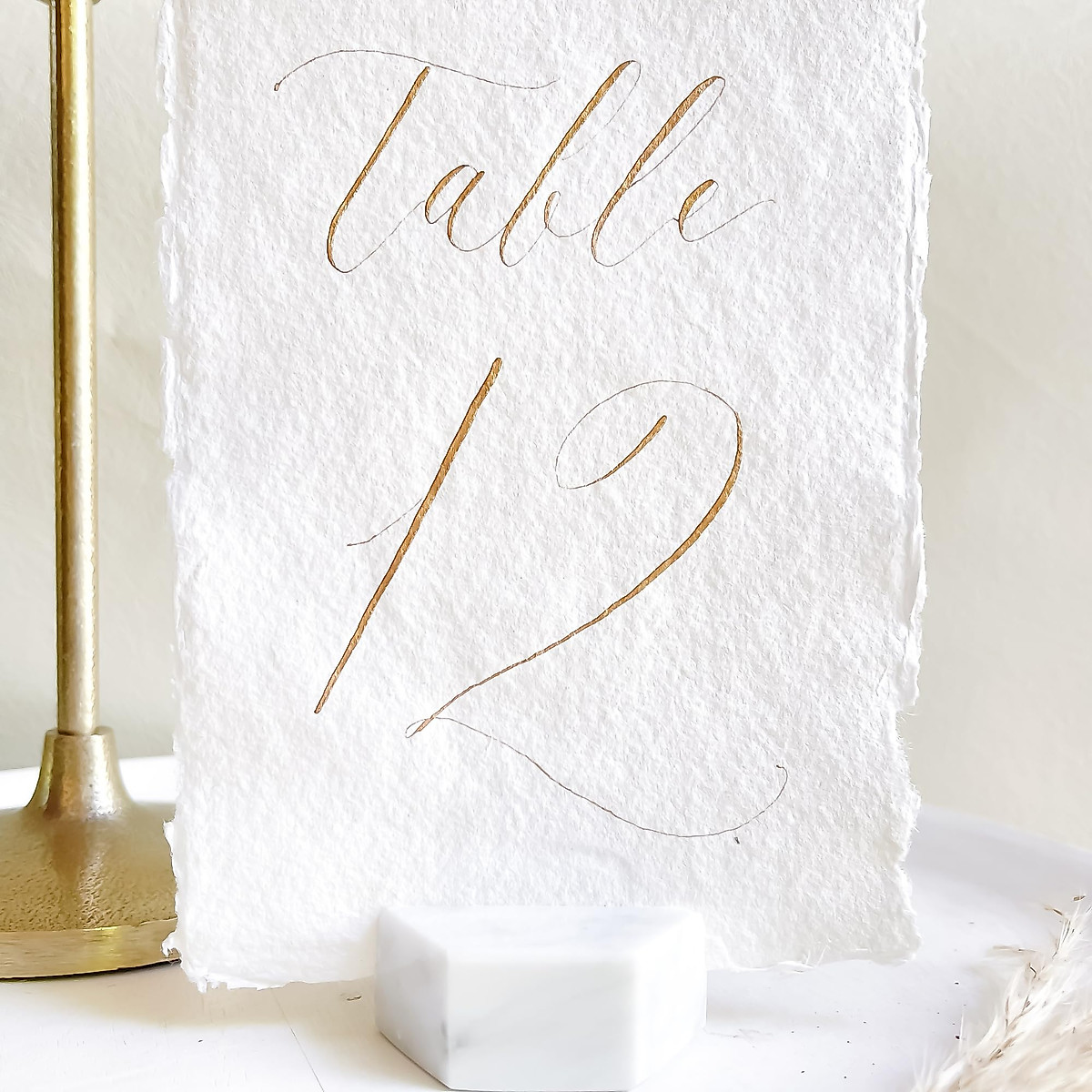 Roselei & Ivory | Marble Place Card Holder (Set of 2) for Card Stock, Perfect for sophisticated table decor, dinner party, weddings, labeling charcuterie boards