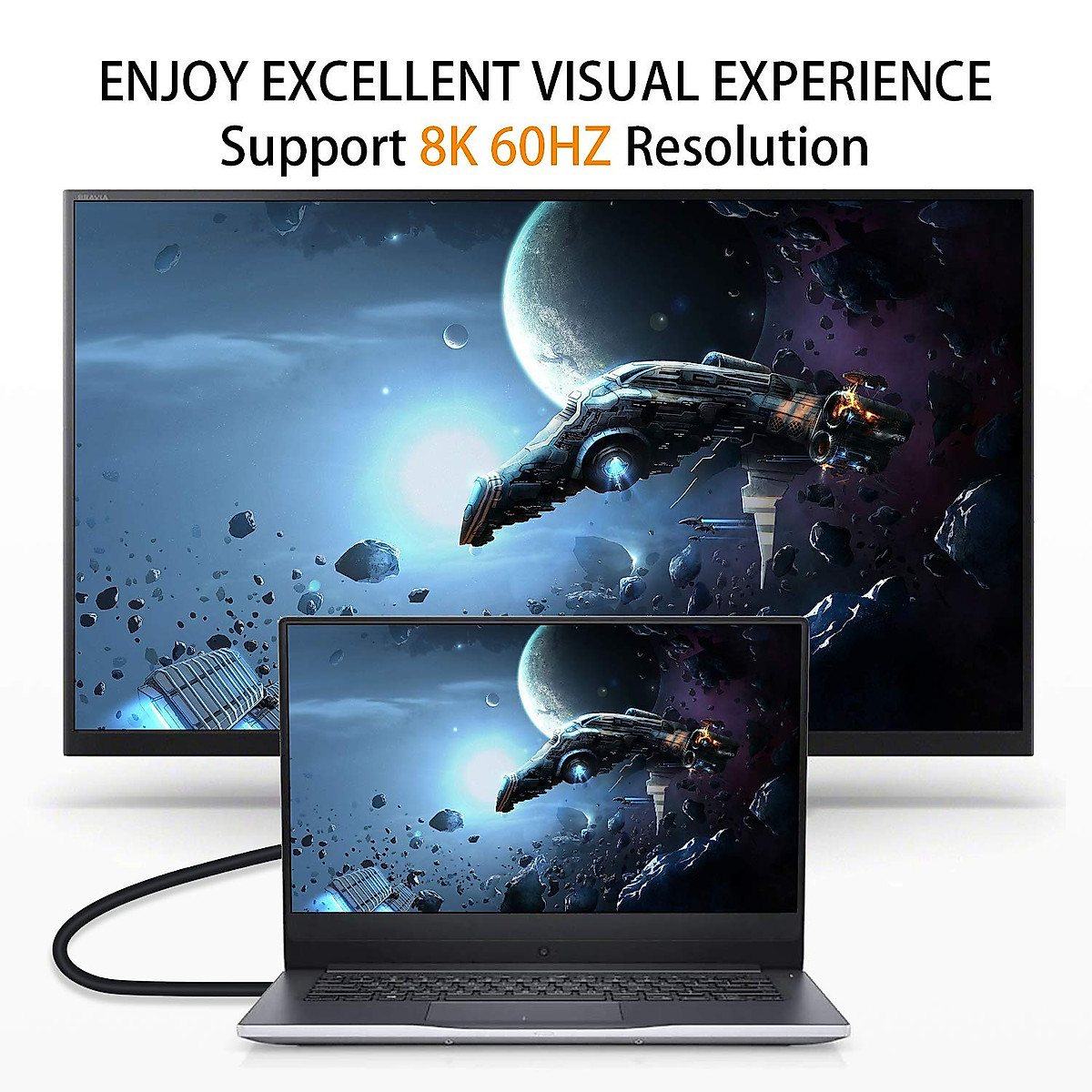 Poyiccot 8K HDMI Extension Cable, Short 8K HDMI 90 Degree Right Angle Male to Female HDMI 2.1 Cable Adapter 48Gbps with 8K 60Hz Video and 3D HDR for TV/Xbox /PS4 /PS5 (Right M/F), 0.5feet