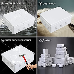 LeMotech ABS Plastic Dustproof Waterproof IP65 Junction Box Universal Electrical Project Enclosure White 11.8 x 9.8 x 4.7 inch (300 x 250 x 120 mm)
