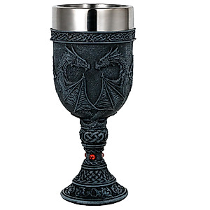 alikiki Medieval Dark-Night Dragon Goblet - Dungeons and Dragons Gifts Game Ideas of Thrones Merchandise 7oz Stainless Steel Drinking cup Gothic GOT Dragon D&D Chalice Party Decor Collectible
