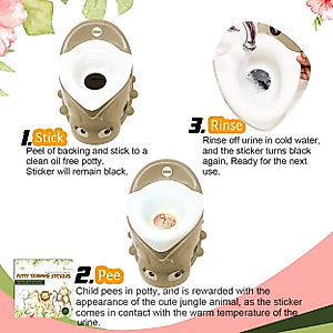 Potty Training Seat Magic Sticker | Animal Toddler Potty Training Toilet Color Changing Sticker | 5 Pack Toilet Targets with Free Potty e Book | Use with or Without Potty Chart or Potty Watch