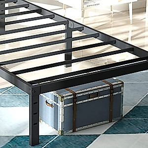 Rooflare Twin Size Bed Frames 18 Inch Tall Max 3500lbs Heavy Duty Metal Twin Size Platform for Boys Girls Kids No Box Spring Needed Black Easy to Assemble-Black
