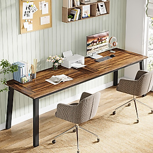 Tribesigns Two Person Desk, 78.7-Inch Extra Long Office Computer Desk for Two People, Double Long Desk Workstation for Home Office, Rustic Brown