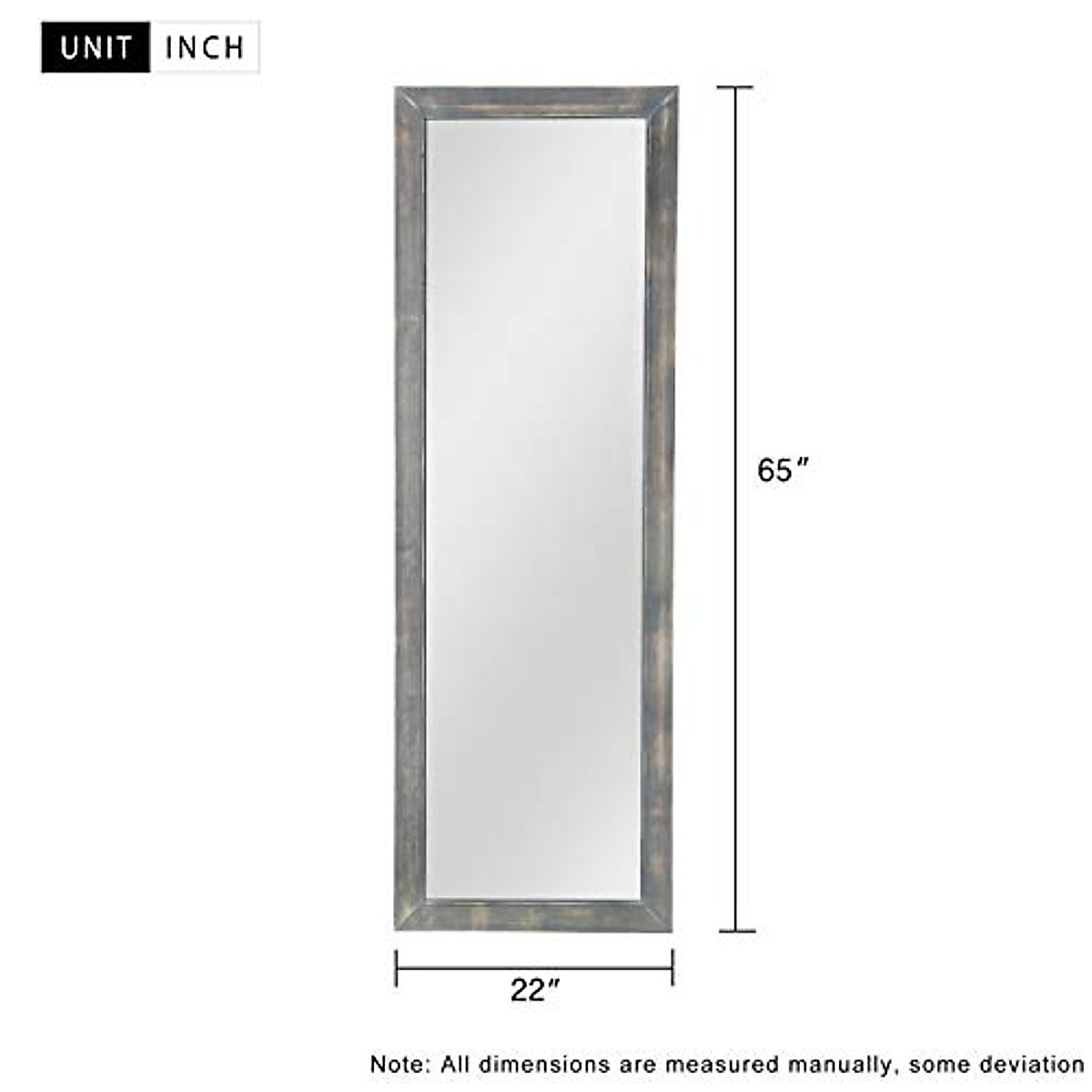 Elevens Traditional Full Length Floor Mirror 65"x22" Rustic Tall Floor Mirror Wall Mirror Standing or Leaning Against Wall for Bedroom, Dressing and Wall-Mounted - Gray