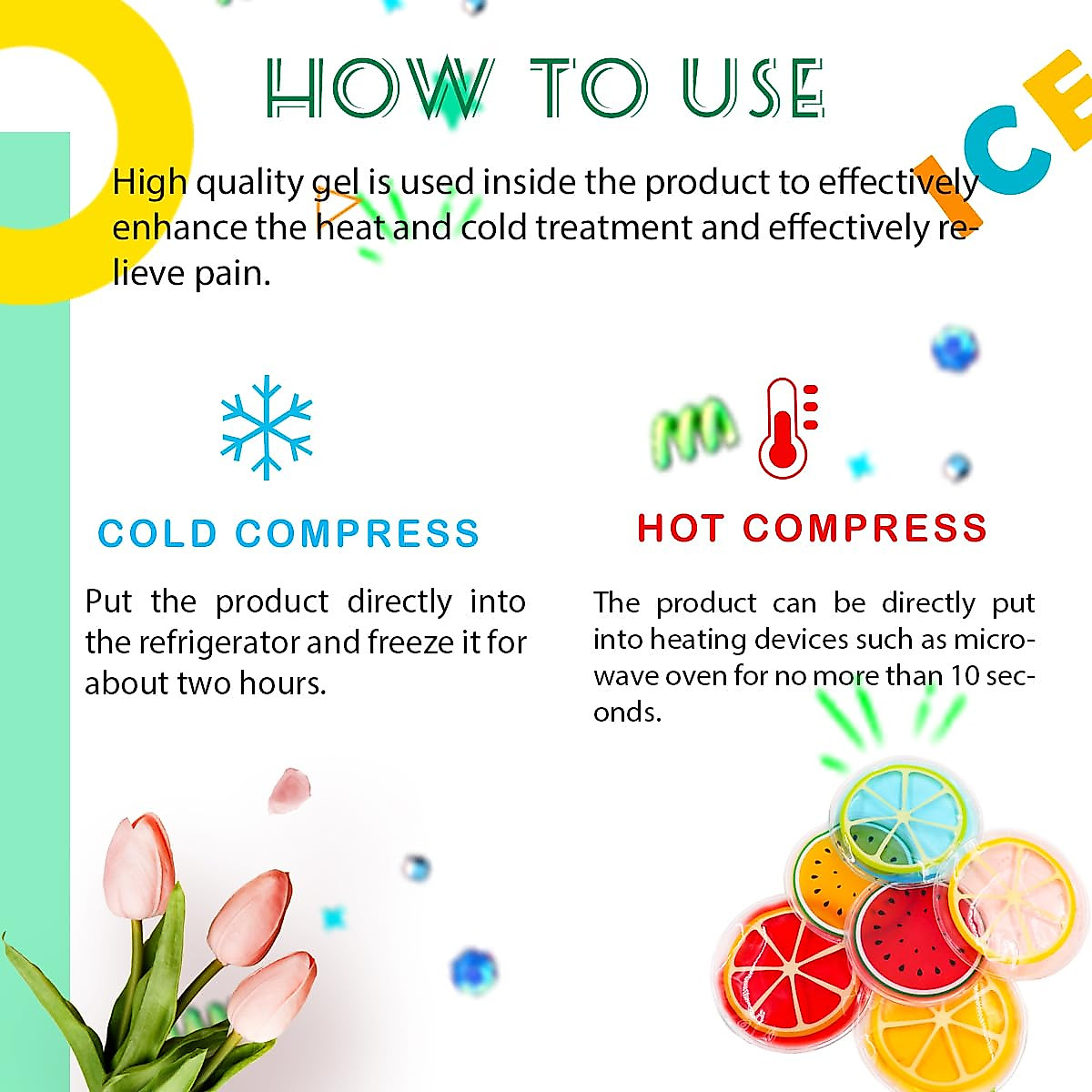 Kids Ice Pack, Hot or Cold Pack Gel Cooling Pad, Reusable for Injuries Medical Health,Swelling and Pain Relief, Tired Eyes, Child Injury, Headache, Sinus Relief (5 pcs)