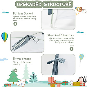 YOMECHEO Baby Crib Tent, Baby Safety Net for Cribs to Keep Baby from Climbing Out, Stable Structure Design with Strong Rods, See-Through Mesh Crib Mosquito Net