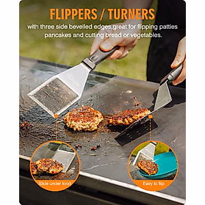 homenote Griddle Accessories Kit (Black+Red), Exclusive Griddle Tools Spatulas Set for Blackstone - 8 Pcs Commercial Grade Flat Top Grill Accessories - Great for Outdoor BBQ, Teppanyaki and Camping