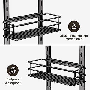 Orimade Adjustable Anti-Slip Hanging Shower Caddy Over Shower Head,Rustproof Bathroom Hanging Shower Organizer with 4 Hooks for Razor,No Drilling Shower Shelves Storage Rack,Black 4 Tier
